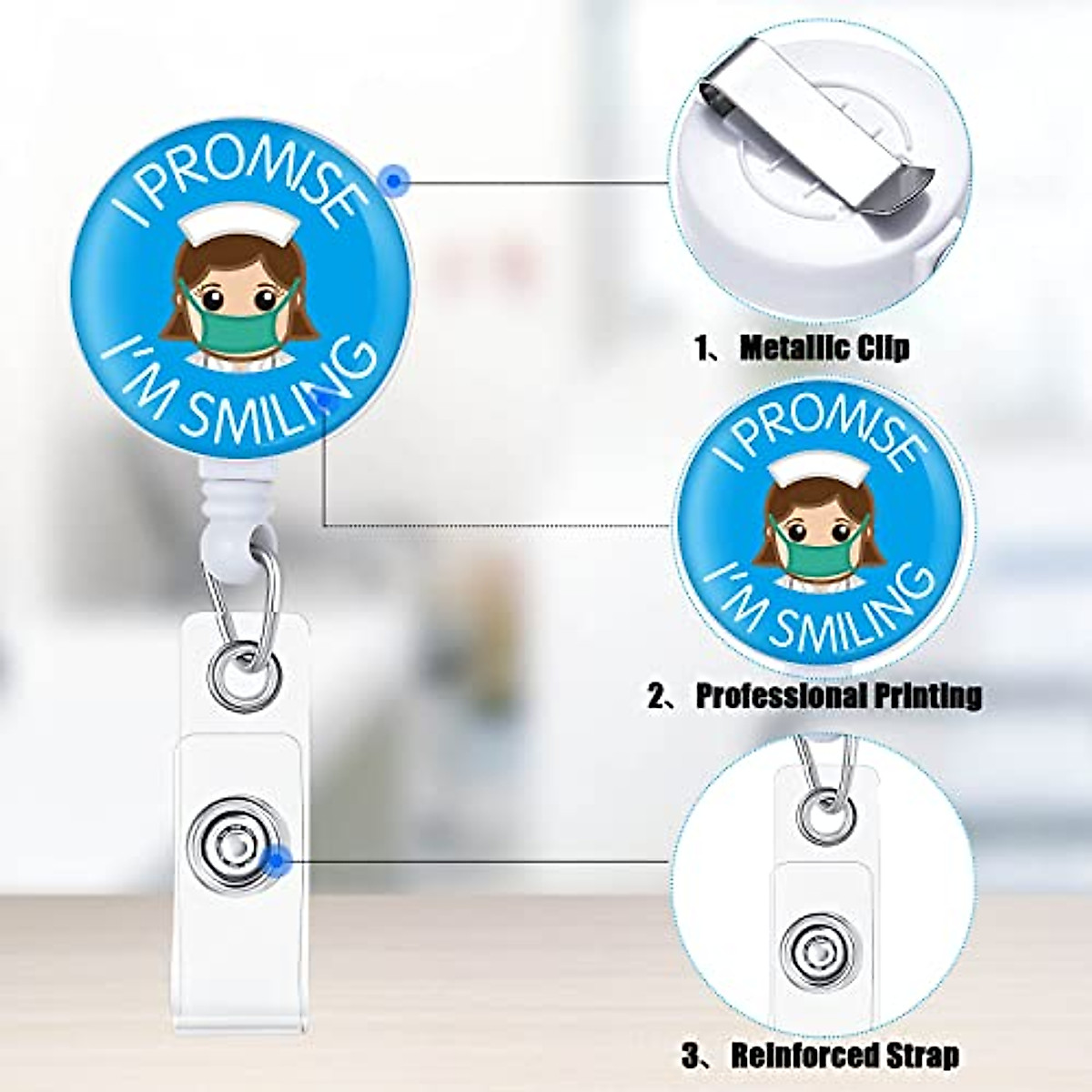 10 Pcs Funny Badge Holder Retractable Badge Reel Funny Badge Reels Retractable ID Clip Cute Nursing Badge Reel for Doctor Teacher Student Employee
