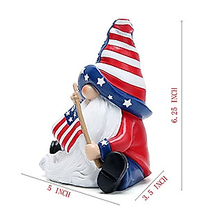 Hodao 4th of July Patriotic Gnomes Decorations Stars and Stripes Elf Gifts Handmade Scandinavian Figurines for Home Memorial Day Gnomes Decorations Independence Day Ornaments Decor(Blue)