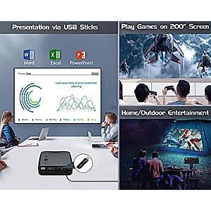 5G WiFi Projector Native 1080p Bluetooth Smart Projectors 4K Supported, 10,000 High Lumen & 300'' Display Projector Indoor Outdoor Movie Party Office, Compatible with Android/iOS/Laptop/DVD/TV Stick