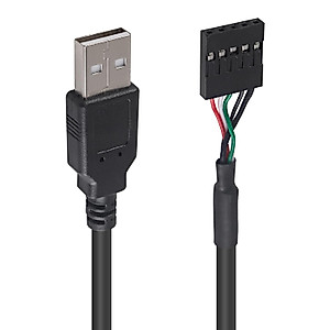 Duttek (2-Pack 50CM 5 Pin Motherboard Female Header to USB 2.0 Male Adapter Dupont Extender Cable (5Pin/USB M)