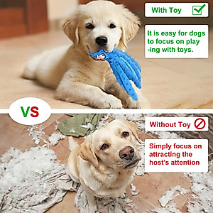 X-XDUN Dog Squeaky Toys No Stuffing Crinkle Plush Dog Toys for Puppy Teething, Durable Interactive Dog Chew Toys for Small, Medium and Large Dogs Training and Reduce Boredom