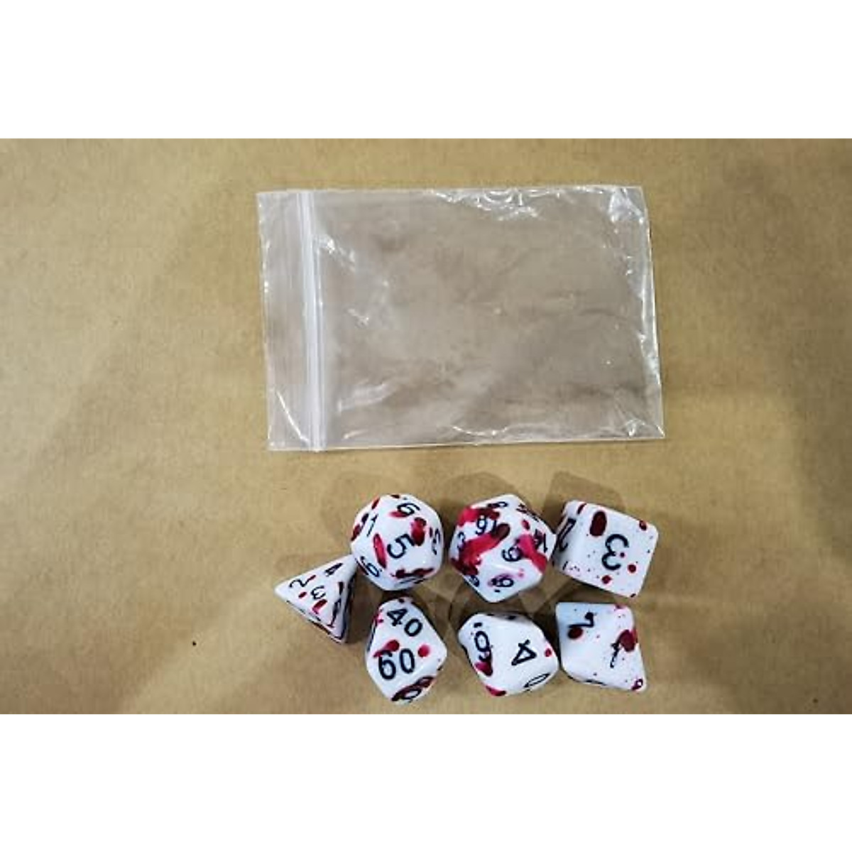 FLASHOWL Vampire Dice Blood Dice D&D Dice Set with Irregular Spray Fuchsia Dots Blood Splatter Polyhedral Role Playing Gaming Dice D20 Dice Dungeons and Dragons Dice 7 Set