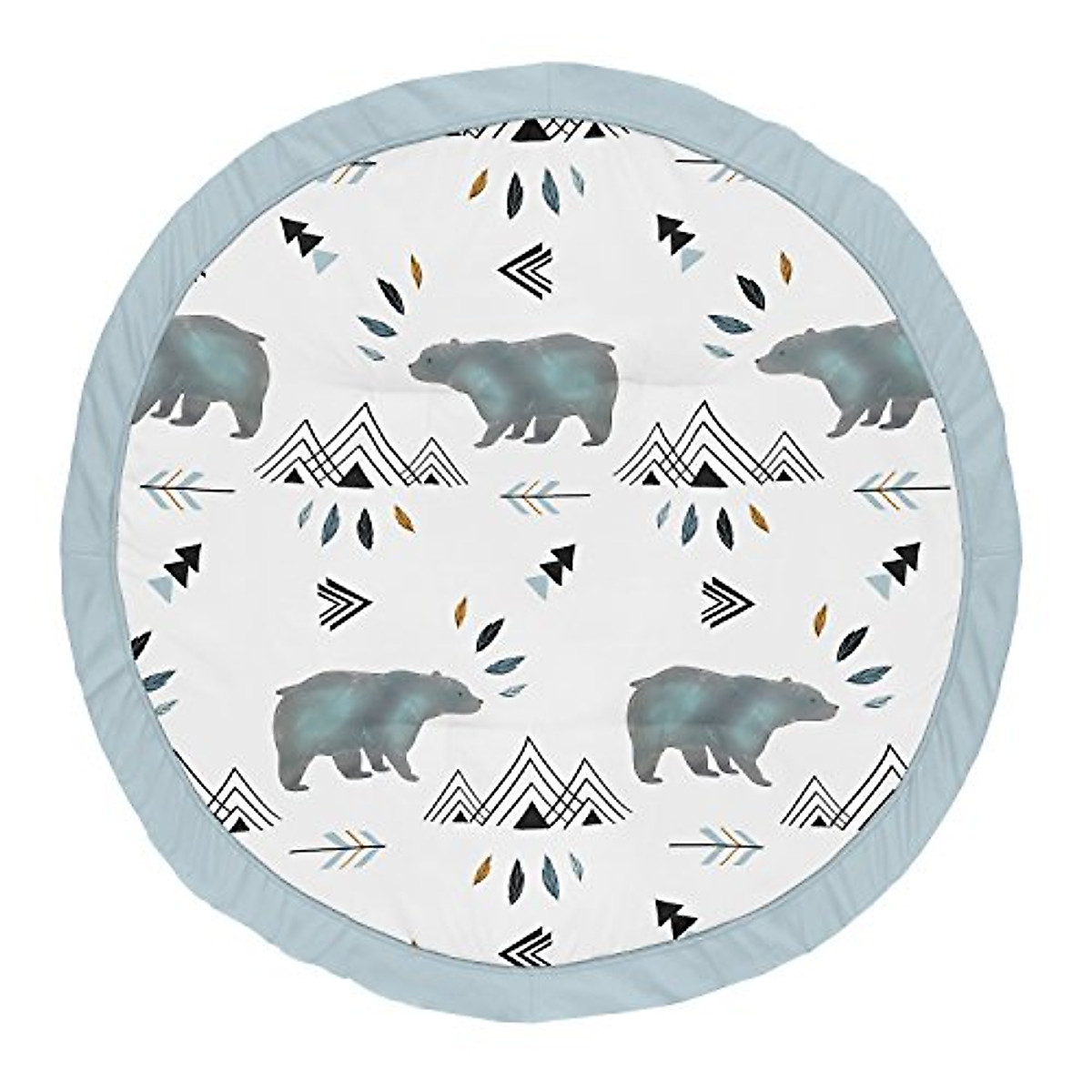 Sweet Jojo Designs Slate Blue Playmat Tummy Time Baby and Infant Play Mat for Bear Mountain Watercolor Collection