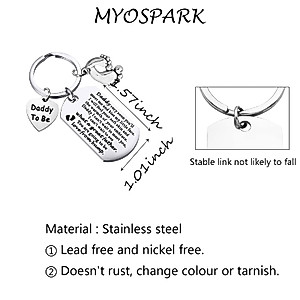 MYOSPARK Daddy To Be Gifts Daddy I Can't Wait To Meet You Keychain First Time Dads Gift Pregnancy Announcement Gift (Daddy Soon DKC)