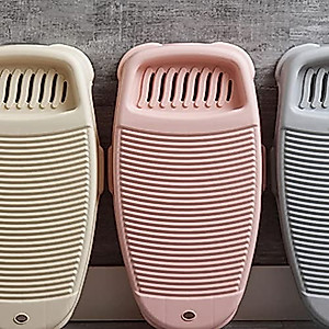 Healeved Laundry Washboard Washboard for Laundry Wash Board for Hand Washing Cloths Non- Slip Washing Washboard Plastic Washing Scrubbing Board Laundry Washboard (Small, Khaki) Non Slip Washtub