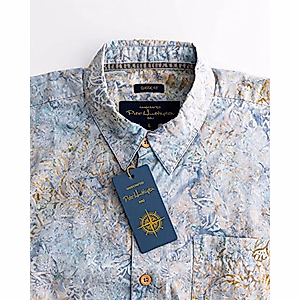 Pete Huntington New Mens Short Sleeve Batik 100% Cotton Hawaiian Shirt Classic Fit Stone Island PH739 2X-Large