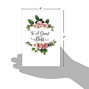 The Best Card Company - 1 Big Card for Boss (8.5 x 11 Inch) - Boss's Day Thanks & Gratitude Notecard, Management and Leader Card - Elegant Flowers Boss's Day C4175ABOG