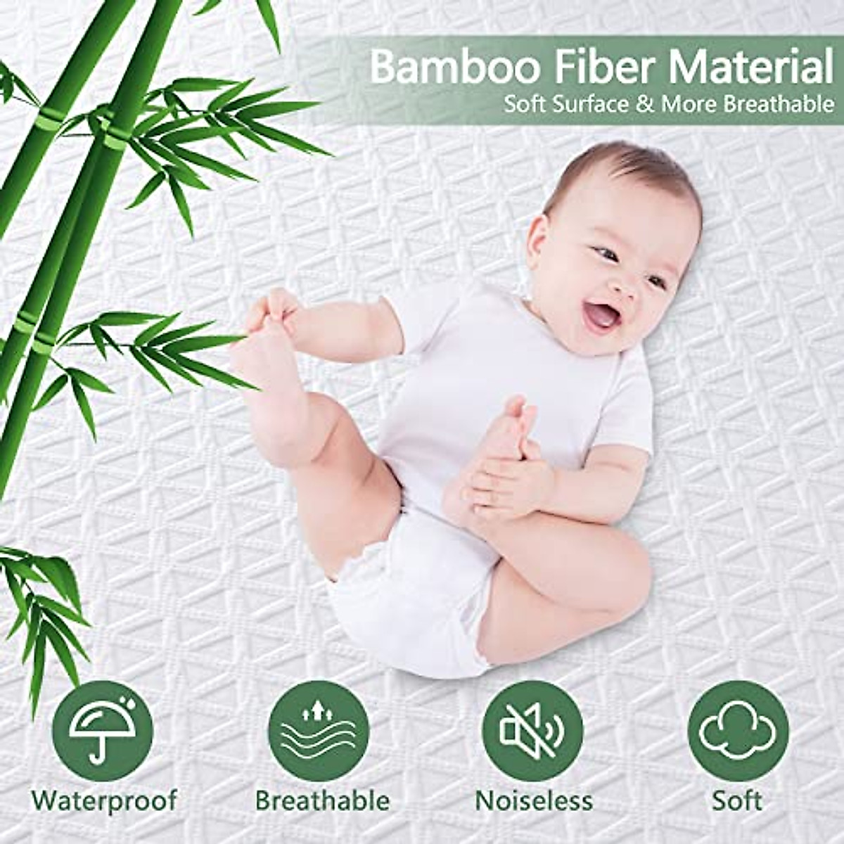 Premium 100% Waterproof Mattress Protector California King Size Bed Bamboo Mattress Cover Breathable 3D Air Fabric Cooling Mattress Pad Cover Smooth Soft Noiseless Washable, 8''-21'' Deep Pocket