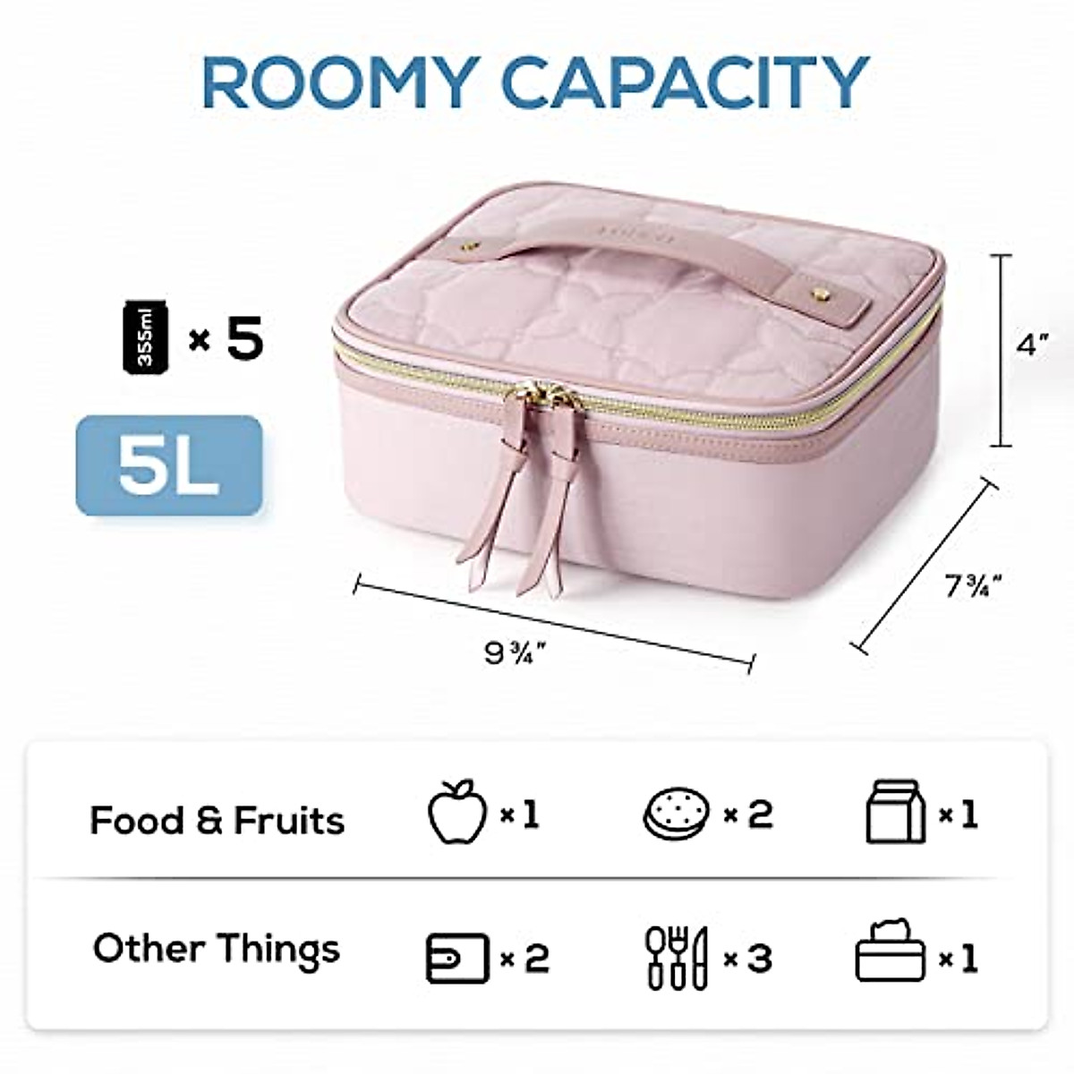 TOURIT Lunch Bag for Men Women Insulated Lunch Box Portable Food Containers Bag Small Lunch Bag Women for Office, Work, Picnic, Pink