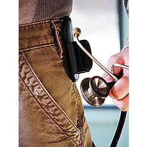 The BATCLIP (Black) - Premium Leather Handmade Clip-on Stethoscope Hip Holder; no More Neck Carrying, Loss, or Misplacement. Proudly Carry Your high-end Stethoscope with Taste and Style.