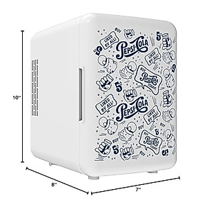 CURTIS MIS150PEP Pepsi Cola Retro, Mini Portable Compact Personal Fridge Cooler, 4 Liter Capacity Chills Six 12 oz Cans, 100% Freon-Free & Eco Friendly, 6, Blue/White