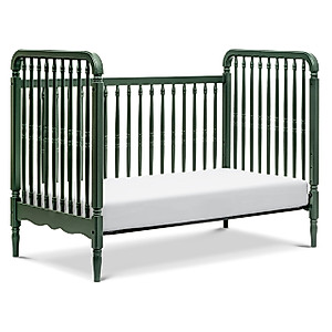 Namesake Liberty 3-in-1 Convertible Spindle Crib with Toddler Bed Conversion Kit in Forest Green, Greenguard Gold Certified (M7101FRGR)