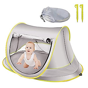 Baby Beach Tent, Waterproof Travel Tent Bed UPF 50+ Foldable Pop-Up Mosquito Net Breathable Parasol Tent Outdoor Portable UV Protection Tents Bed