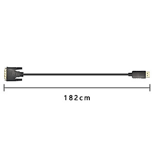 XMSJSIY Displayport to DVI Adapter Cable,High Speed DP Cord to DVI 24+1 1080P Full HD,Gold Plated DP Male to DVI-D Male for PC, Laptop, HDTV, Projector, Monitor and More (6Ft, Black)