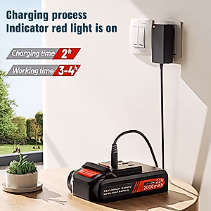 Dragro Electric Pruning Shears Replace Battery, DC21V 2000mAH Lithium Battery, Only Applicable Electric Pruner 1.2inch/30mm (Only 1 Pack)