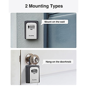 Puroma Key Lock Box Waterproof Combination Lockbox Portable Resettable Wall Mounted & Hanging Key Safe Lock Box for House Keys, Realtors, Garage Spare, Gray (1 Pack)