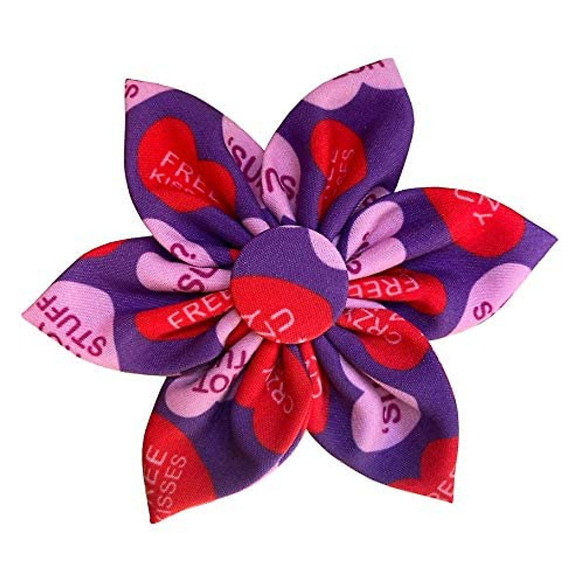 H&K Pet Pinwheel | Convo Hearts (Large) | Valentine's Day Velcro Collar Accessory for Dogs/Cats | Fun Pet Pinwheel Collar Attachment | Cute, Comfortable Pet Accessory