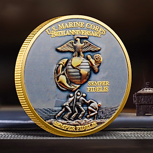 250th Anniversary US Marine Corps Commemorative Coin, Double-Sided USMC Challenge Coin, Military Commemorative Coins, Military Collectible & Veteran Gift (6PCS)