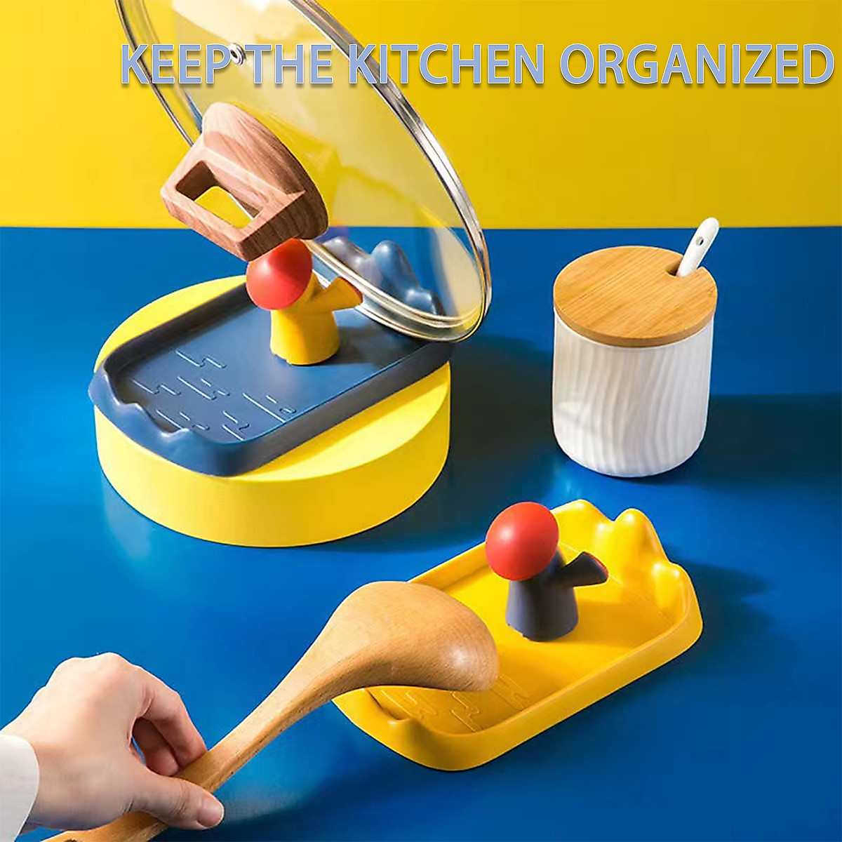 Flilail Spoon Rest,Mushroom Knight Creative Spoon Rest With Lid Holder，Minimalist Pots And Pans Organizer,High-Quality Resin Spoon Rest For Stove Top,Pot Lid Organizer, Interesting Kitchen Gadgets (B)