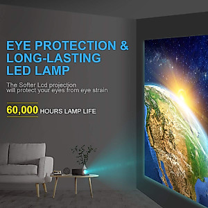 Mini Projector Native 720P Full HD, Portable Video Projector Outdoor Movie Projector, LED Home Theater Projector 1080P and 300" Supported, Compatible with PS4, PC, VGA, TV Stick, HDMI, AV and USB