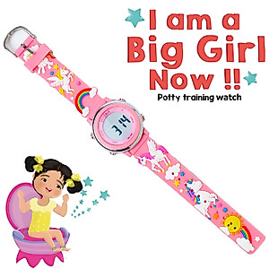 CUCUBIT Daily Water Resistant Potty Training Watch Reminder- Long Battery Life Toilet Training Timer Watch Tool for Baby Toddlers Kids Pink