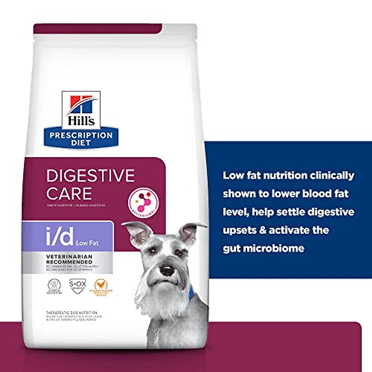 Hill's Prescription Diet i/d Low Fat Digestive Care Chicken Flavor Dry Dog Food, Veterinary Diet, 8.5 lb. Bag