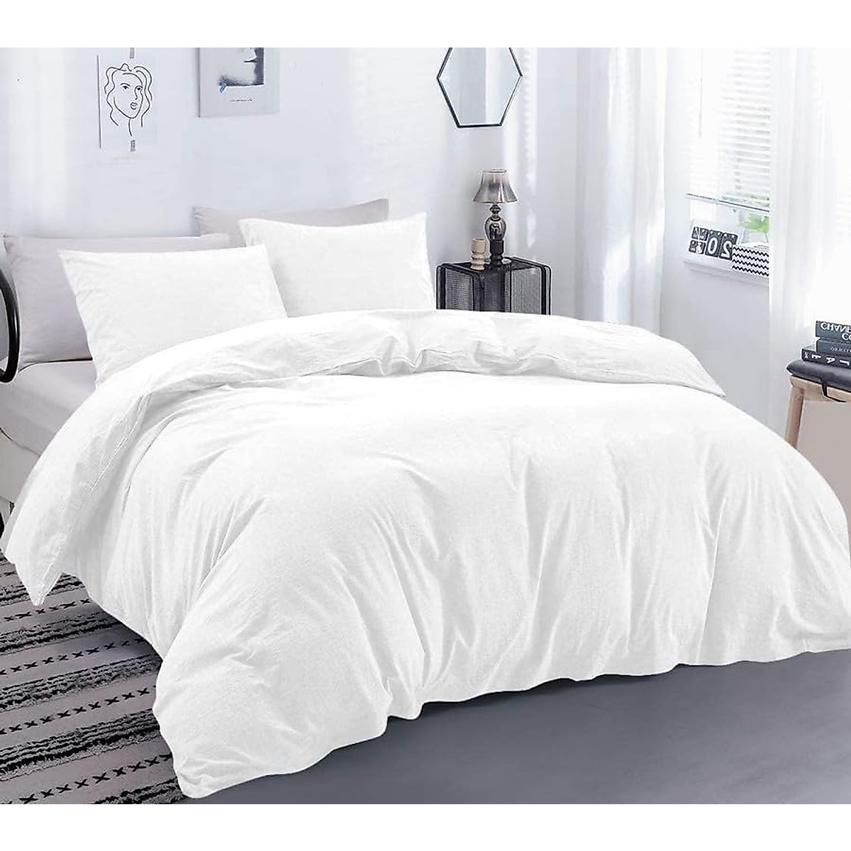 TASHMIA Hotel Luxury 800 TC, King/Califonia King 94x104 Size 3-Pieces Duvet Cover 100% Egyptian Cotton Hidden Zipper Closer & Corner Ties Breathable and Fade Resistant,White Solid