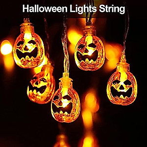 Halloween Lights 3D Acrylic Pumpkin Lantern String Lights Battery Powered Holiday Lights for Halloween Party Indoor Fall Outdoor Harvest Thanksgiving Halloween Decorations