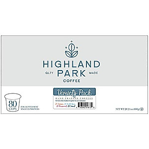 Highland Park Coffee Single Serve Coffee Pods Compatible with Keurig K Cup Brewers, Flavored, Variety, 80 Count