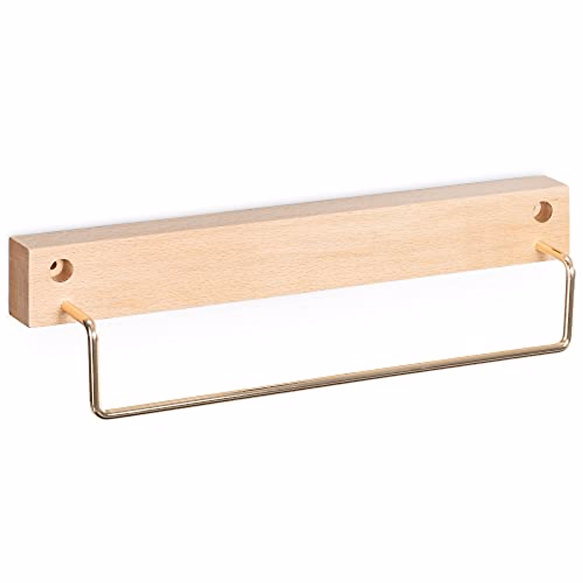 Navaris Hand Towel Holder - Wall Mounted Wood and Copper Rail for Holding Hand Towels - 11-3/4" Wooden Rack Small Metal Hang Bar for Bathroom Kitchen