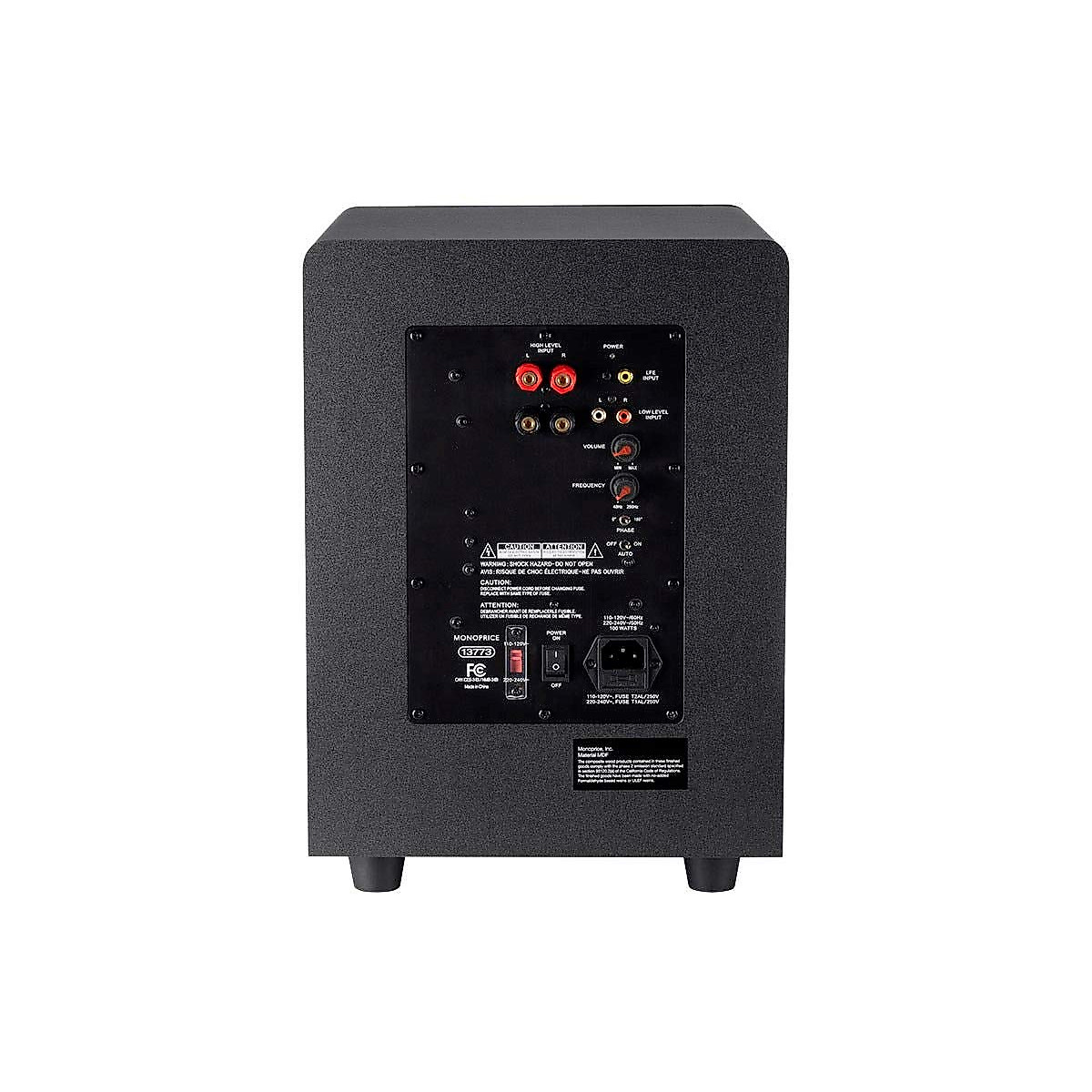 Monoprice Premium Select Subwoofer - 8-Inch Woofer, 200 Watt, 4 Ohm Nominal Impedance, Auto On/Off, Black