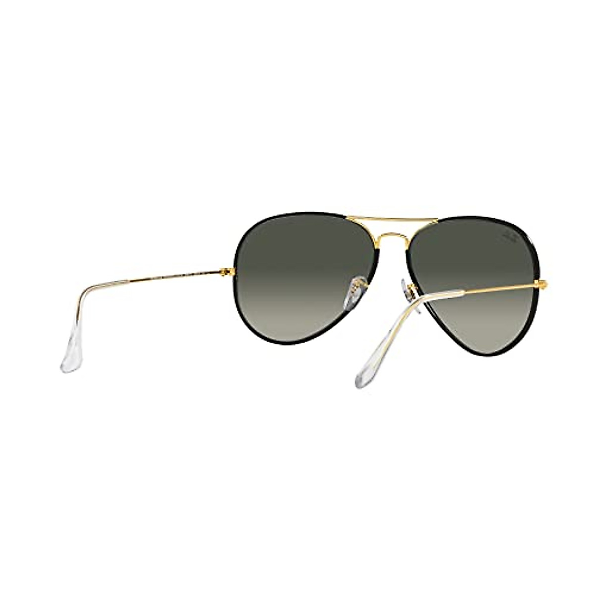 Ray-Ban RB3025JM Classic Full Color Metal Aviator Sunglasses, Black On Legend Gold/Grey Gradient, 58 mm
