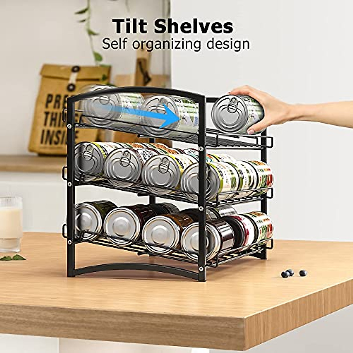 Can Rack Organizer, 3-Tier Stackable Can Holder Dispenser for Kitchen Pantry or Cabinet Organization and Storage Holds up to 36 Cans by STEELGEAR- SGCR01D, Bronze
