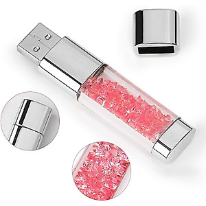 USB Flash Drive 32GB, BorlterClamp Cute Pink Crystal Thumb Drive Novelty Pen Drive Memory Stick