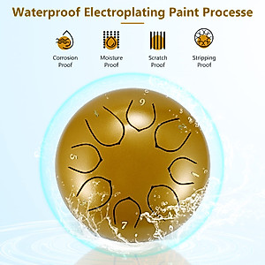 Steel Tongue Drum, DDSKY 6 Inch 8 Notes Lotus Type Handpan Drum Percussion Instrument Steel Drums Instruments with Bag Mallets Mallet Bracket for Mind Healing Yoga Meditatio (Golden)