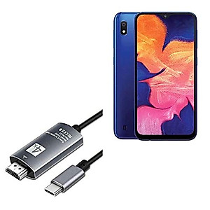 BoxWave Cable Compatible with Samsung Galaxy A10e - SmartDisplay Cable - USB Type-C to HDMI (6 ft), USB C/HDMI Cable - Jet Black