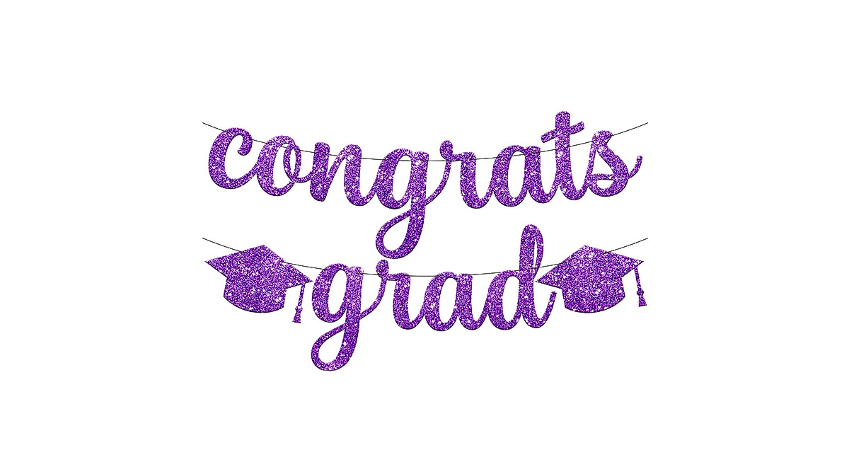 Purple Congrats Grad Banner - 10 Feet for 2024 Graduation
