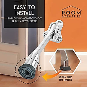 Kick Down Door Stop Ultra Grip Rubber Replacement Tip 10 Pack with Screw by ROOM STARTERS Style 1 (Black, 10 Pack)