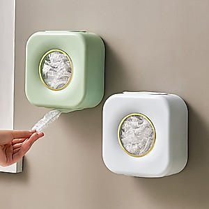 Elvaesther Wall Wrap Storage Box Dispenser, Plastic Fresh Keeping Bag Storage Box Wall Mounted Cling Film Storage Box with 300 Food Cling Film Removable Cling Film Box