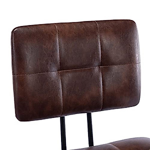 Duhome PU Leather Dining Chairs Set of 2, Breathable Faux Leather Upholstered Kitchen Chairs with Backrest, Metal Dining Chair Suitable for Dining Room Kitchen Counter Island Bar, Darkbrown