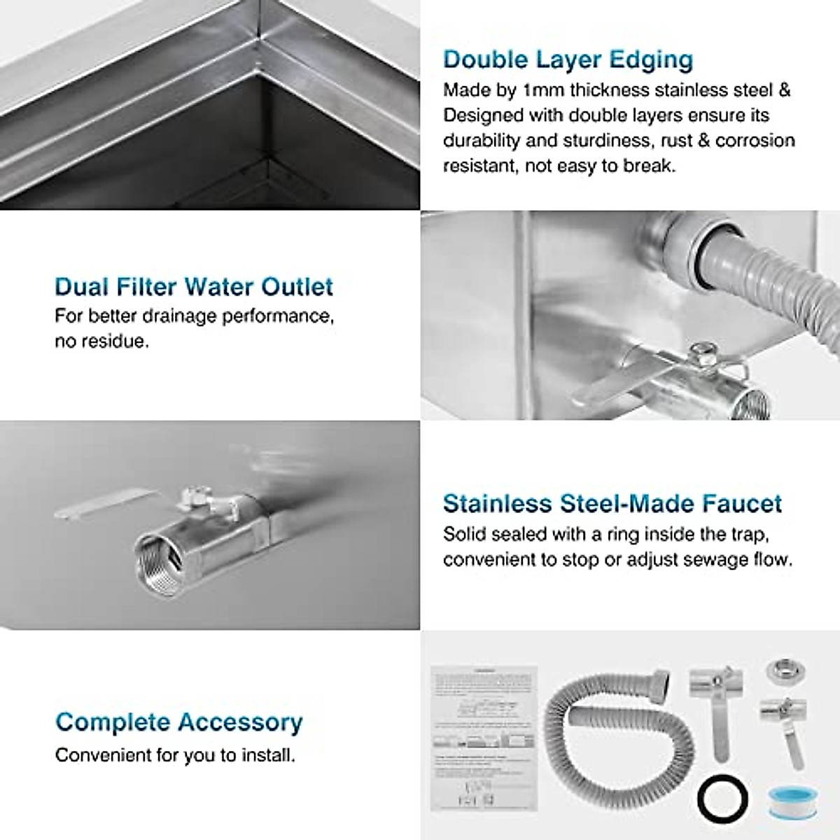 IRONWALLS 9LBS 5GPM Commercial Grease Traps Interceptor, Side Inlet Stainless Steel Grease Interceptor, Under Sink Grease Trap Oil-Water Separator for Home Kitchen, Restaurant, Cafe, Factory