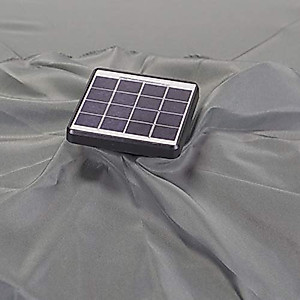 Sun-Ray 811035 9' Round 6-Rib Solar Lighted Patio Umbrella, 18 LED Lights, Crank and Tilt, Steel Frame, Grey