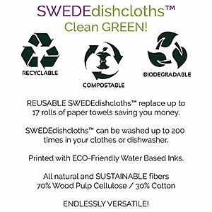 SWEDEdishcloths - Cellulose Sponge Dish Towels - Mixed Set of 3 SpringTree Swedish Dish Cloths