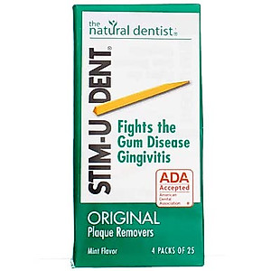 Stim-U-Dent Plaque Removers, Mint Flavor 4-25 Packs [100 Picks] (Pack of 10)