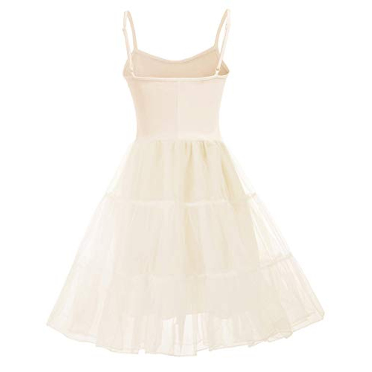 GRACE KARIN Women's Spaghetti Strap Petticoat A-Line Midi Tutu Tulle Prom Dresses for Party (Champagne,XL)