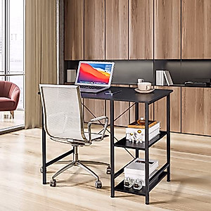 ZenStyle Small Computer Desk with Storage Shelves Under Desk Reversible, 36Inch Home Office Writing Desk Table with Shelves for Small Place, Black