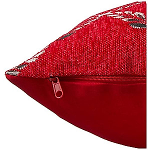 Violet Linen Pacifica Diamonds Pattern Polyester Chenille Decorative Throw Pillows, 18" X 18", Burgundy