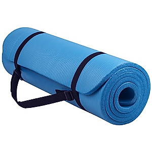 Signature Fitness All Purpose 1/2-Inch Extra Thick High Density Anti-Tear Exercise Yoga Mat with Carrying Strap, Blue