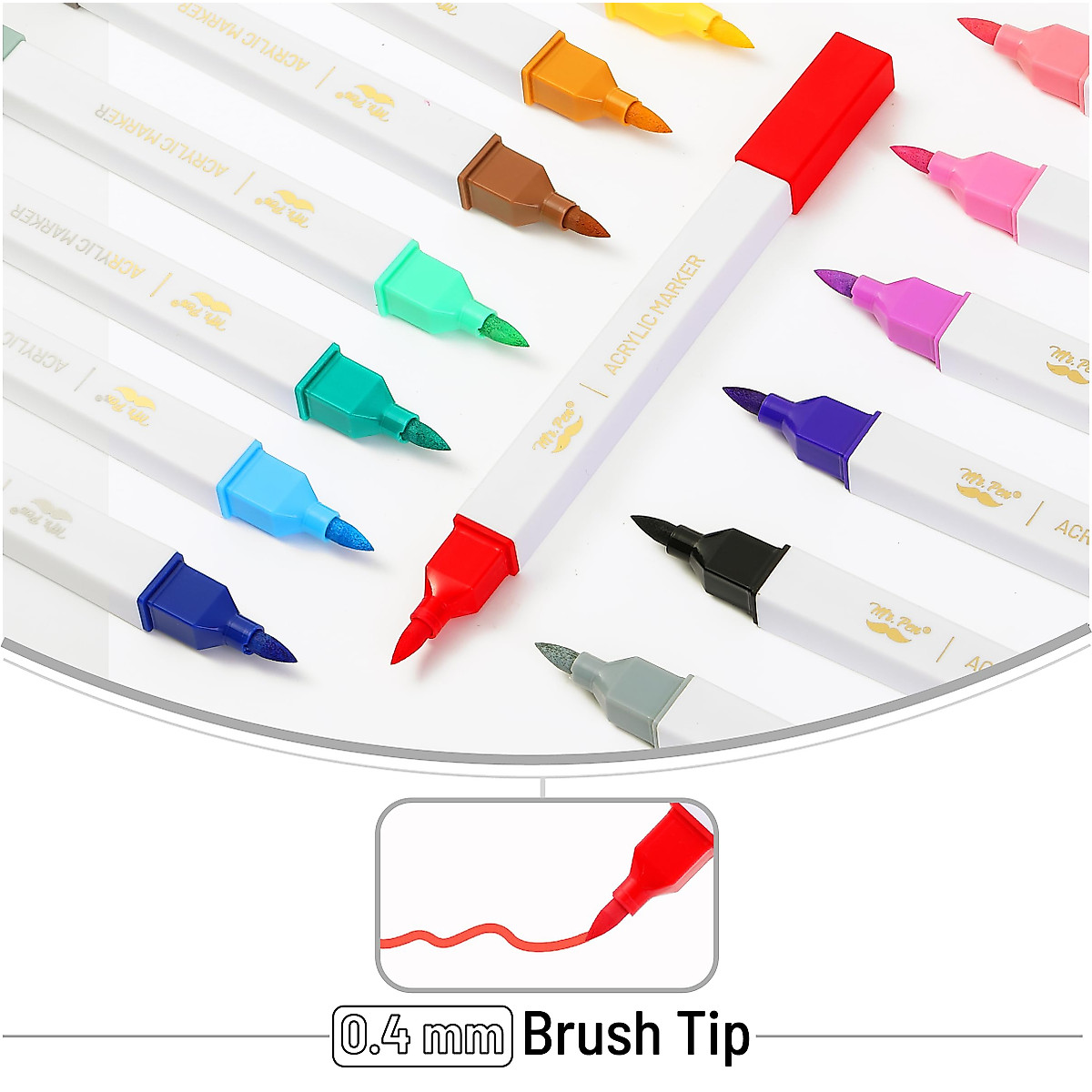Mr. Pen- Acrylic Paint Markers Brush Tip, 16 pcs, Vibrant Color, Acrylic Paint Pens, Paint Marker, Paint Pens Acrylic Markers Paint Pens, Acrylic Paint Markers Set, Acrylic Brush Markers
