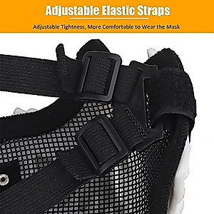 Yzpacc Airsoft Half Face Skull Masks Tactical Face Protection Mesh Mask for Halloween Cosplay Paintball CS Hunting (bk-02)